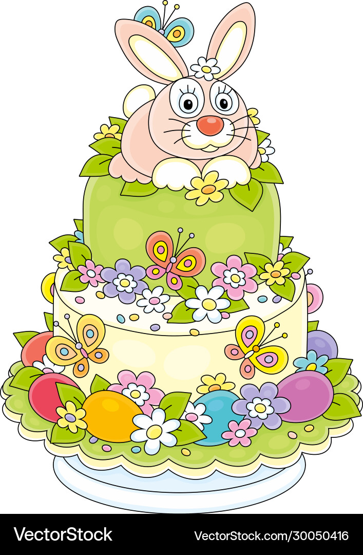 Fancy easter cake with a funny rabbit Royalty Free Vector
