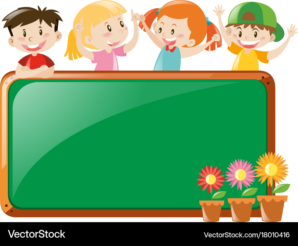 Frame design with kids and flowers Royalty Free Vector Image