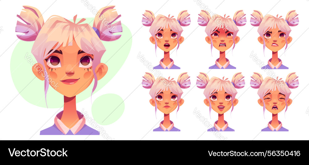 Girl with Diverse Emotions Royalty Free Vector Image