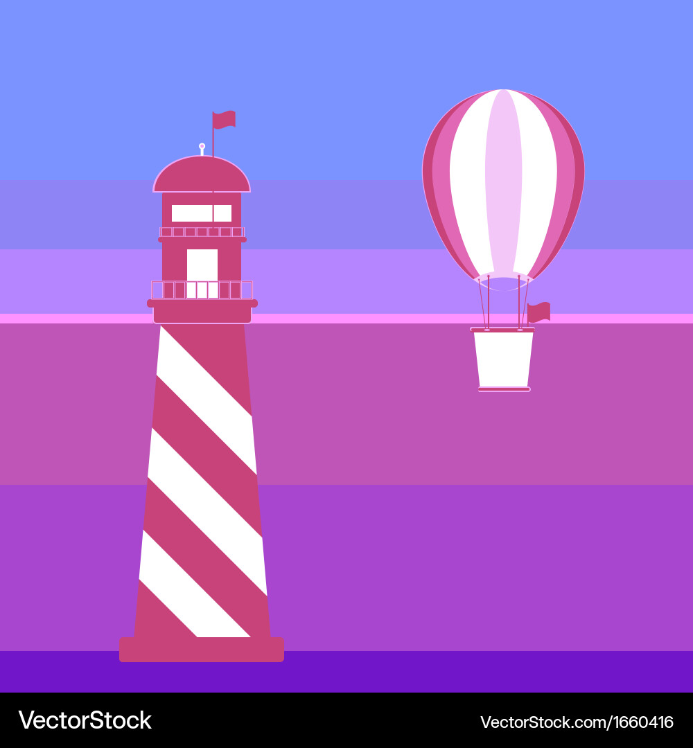 Lighthouse and balloon romantic background Vector Image