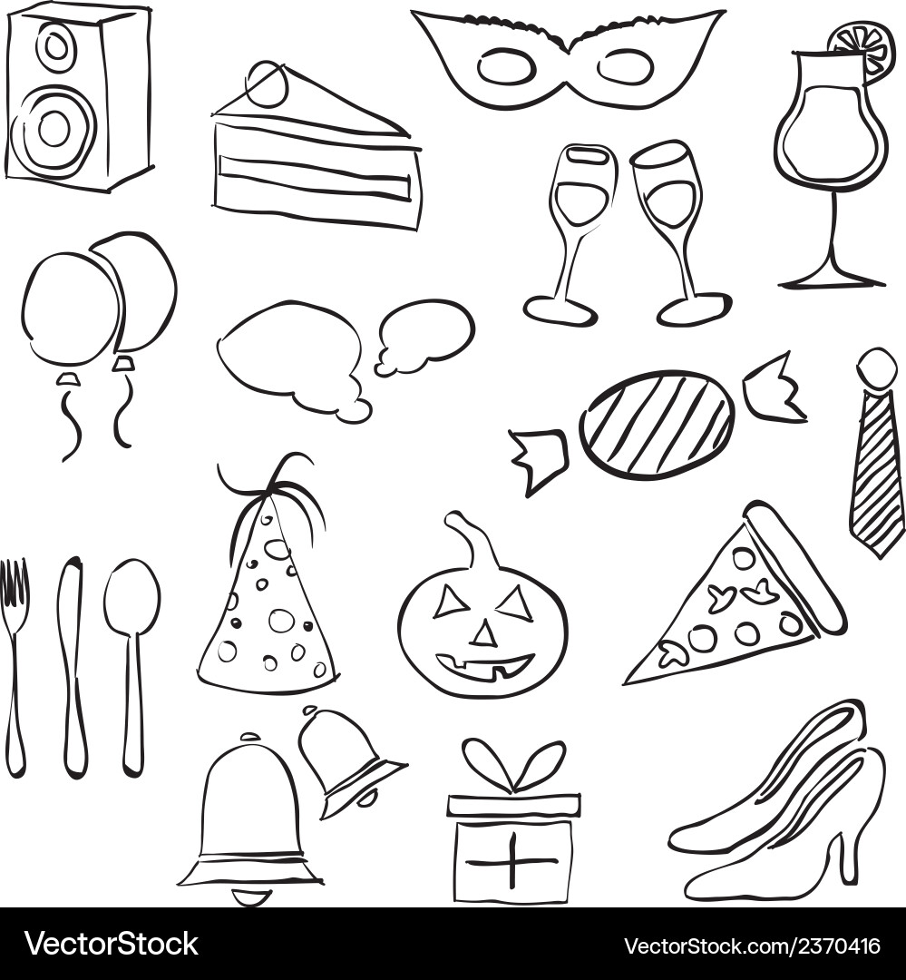 Party Doodle Collection Royalty Free Vector Image