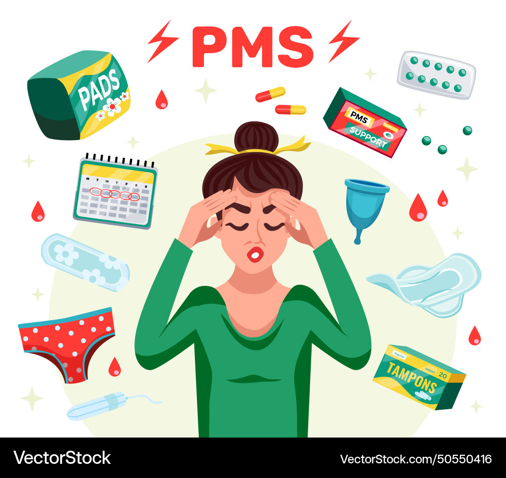 Pms woman Royalty Free Vector Image - VectorStock