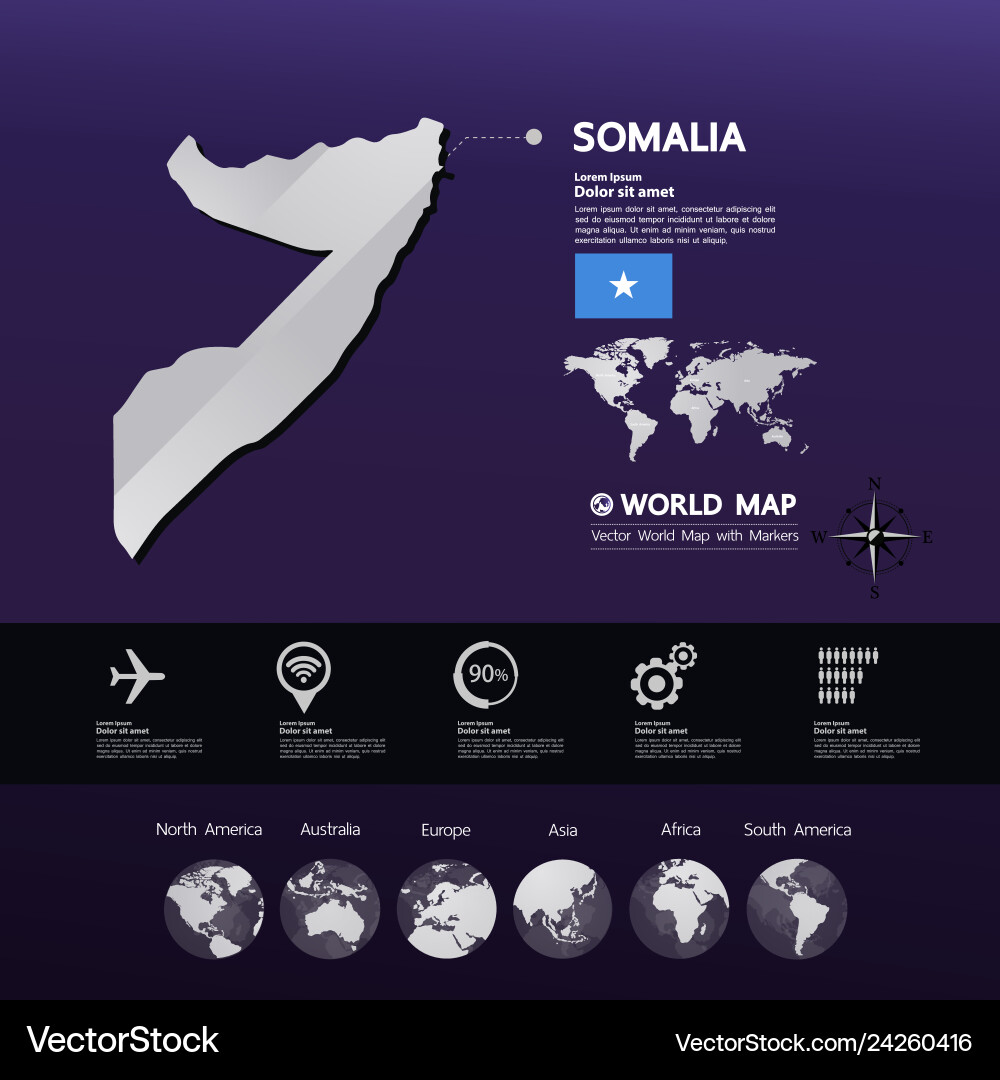 Somalia map Royalty Free Vector Image - VectorStock