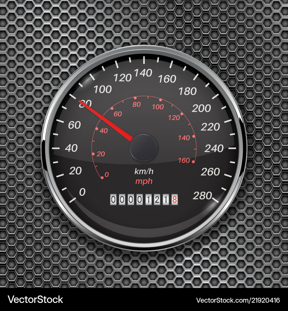 Speedometer on metal perforated background 80 km Vector Image