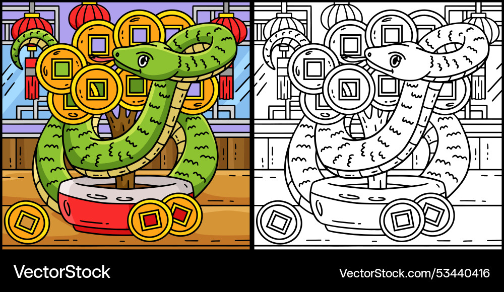 Year of the Snake Coloring Page Royalty Free Vector Image
