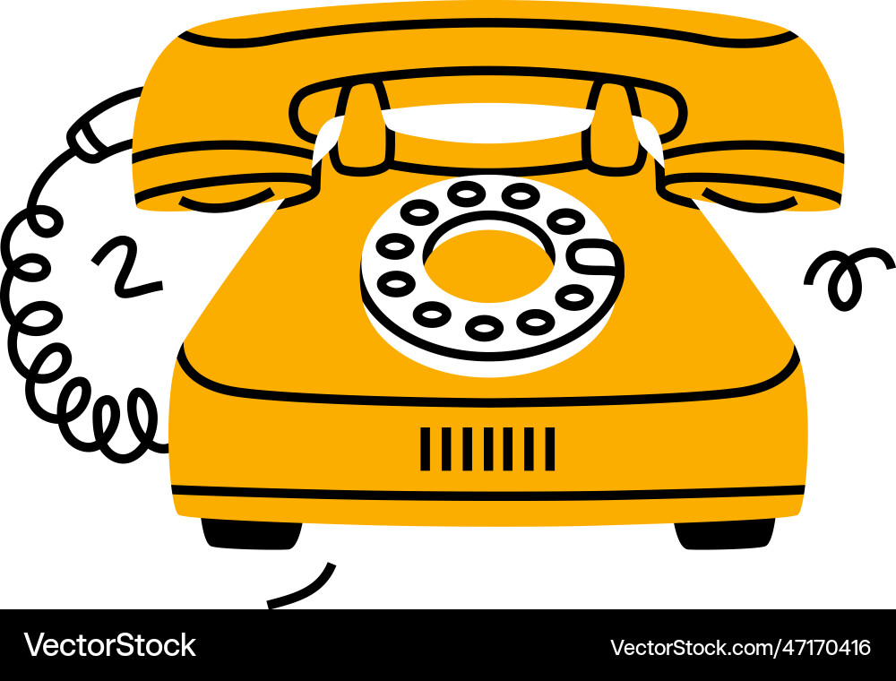 Yellow landline or wireline home phone Royalty Free Vector