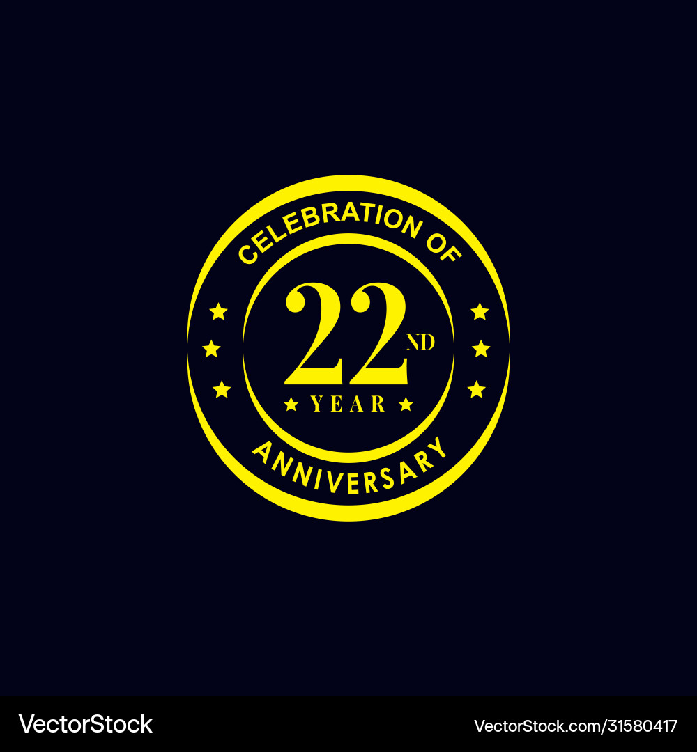 22nd year anniversary logo design template Vector Image