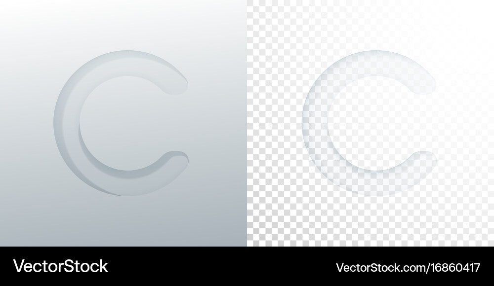 3d paper cut letter c isolated on transparent Vector Image