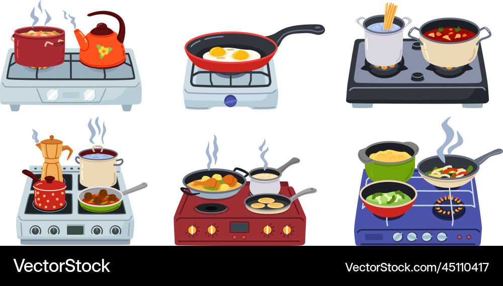 Cooking Stoves and Utensils Royalty Free Vector Image