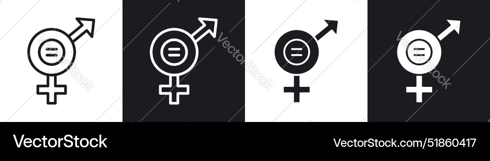 Equality liner and solid icon set in black color Vector Image
