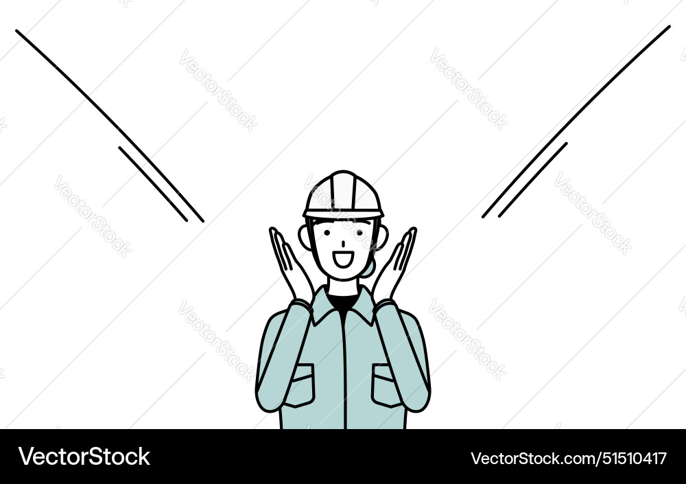 Female engineer in helmet and work wear calling Vector Image