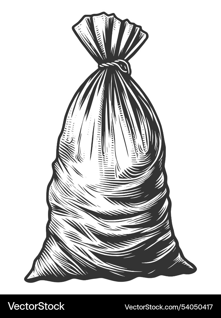 Garbage bag engraving sketch Royalty Free Vector Image