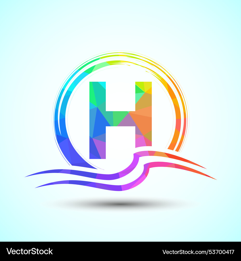 Initial letter h with water ocean waves Royalty Free Vector