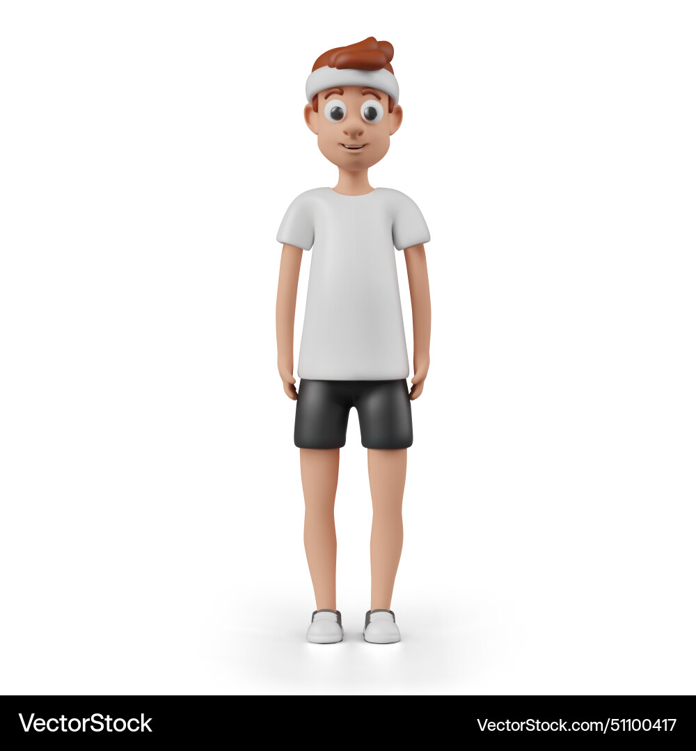 Man in sportswear standing straight front view Vector Image