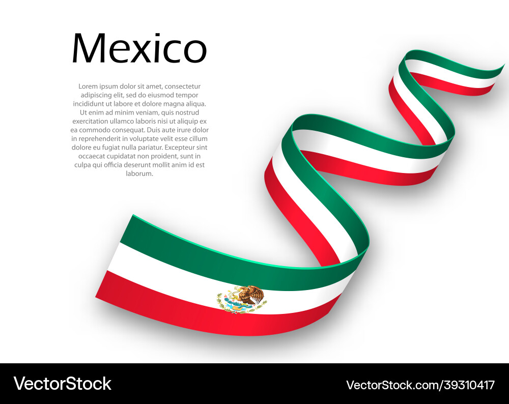 Mexican Flag Ribbon Banner Royalty Free Vector Image