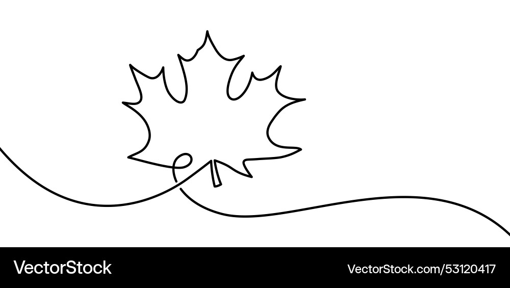Minimalist maple leaf with flowing line art Vector Image