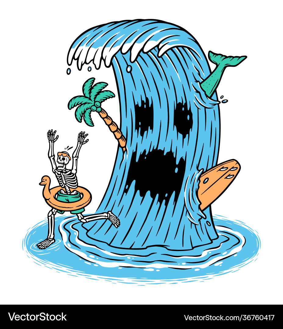 Monster waves Royalty Free Vector Image - VectorStock