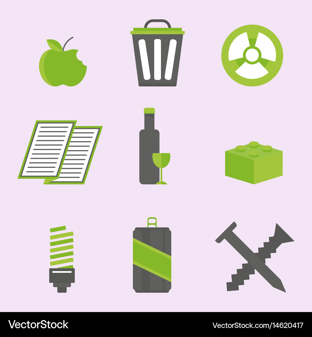 Recycling nature icons waste sorting environment Vector Image