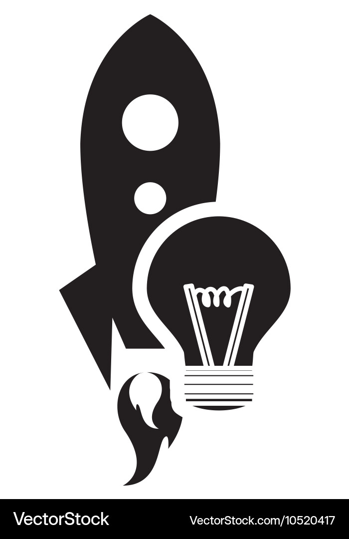 Rocket and lightbulb icon Royalty Free Vector Image