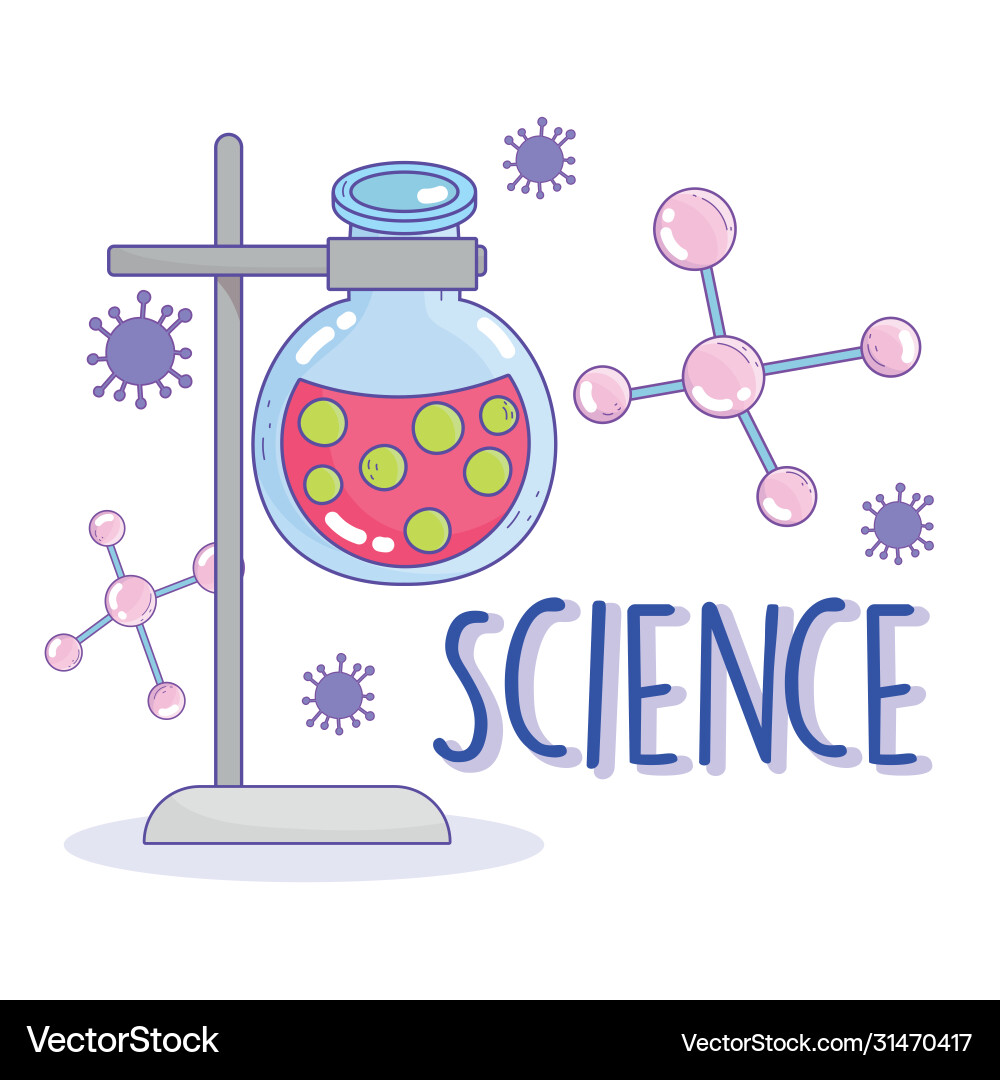 Science beaker in rack chemistry molecule research