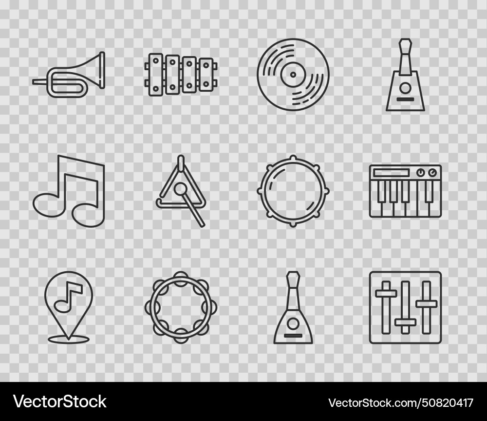 Set line location musical note sound mixer Vector Image
