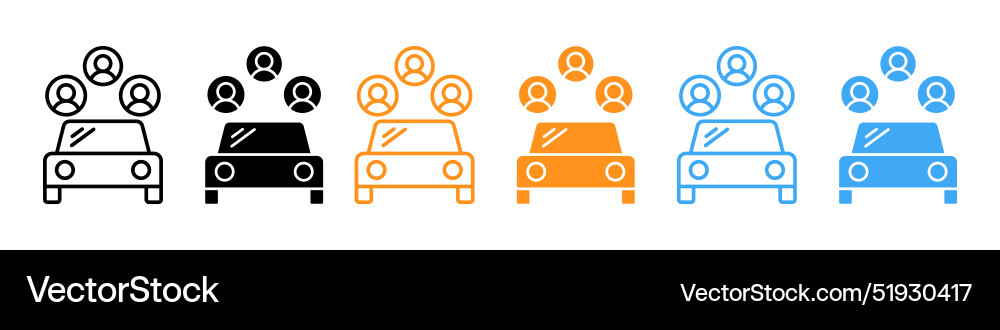 Shared ride carpool service icon featuring group Vector Image
