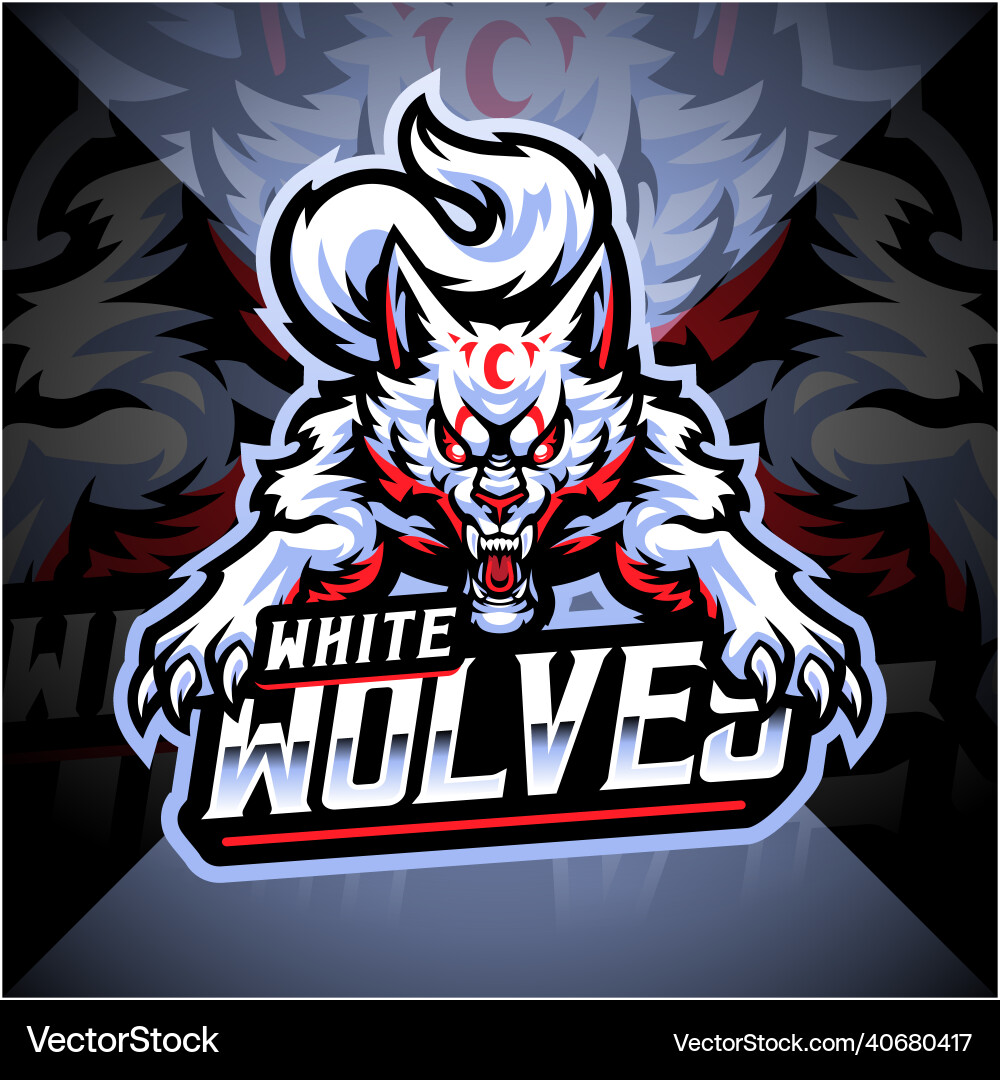 White wolf esport mascot logo design Royalty Free Vector