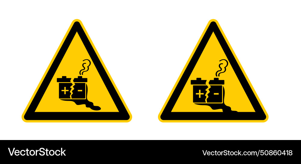 Battery acid leaking batteries leak Royalty Free Vector