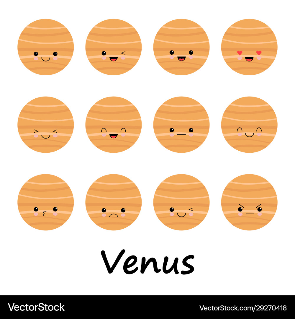 Cute Cartoon Emotion Planet venus comic farbige Vektorbild
