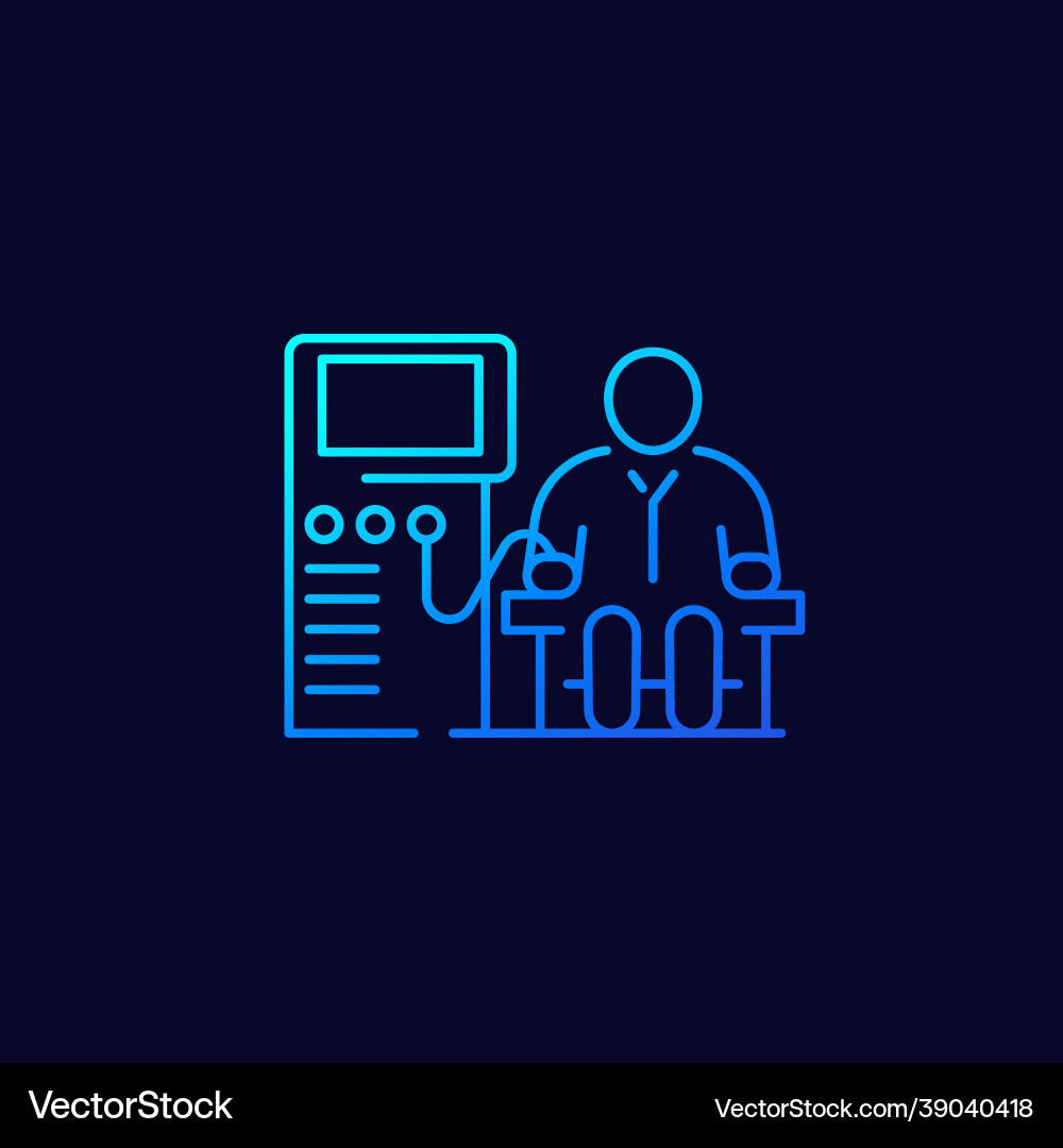 Dialysis machine and patient line icon Royalty Free Vector
