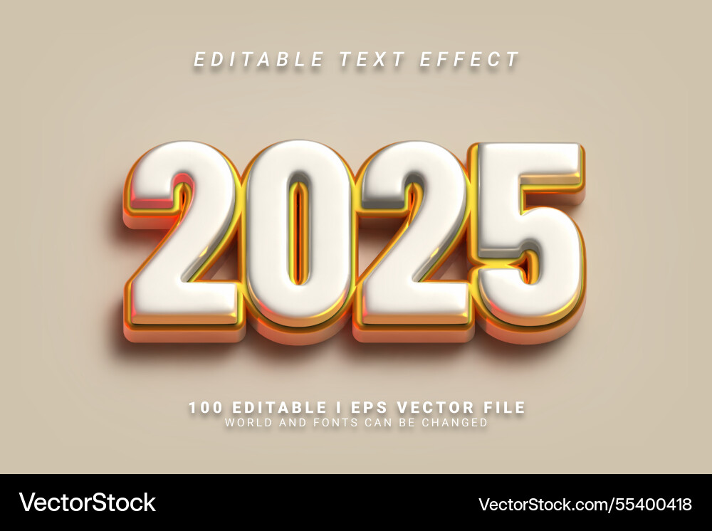 Modern 2025 3d style text effect design Royalty Free Vector
