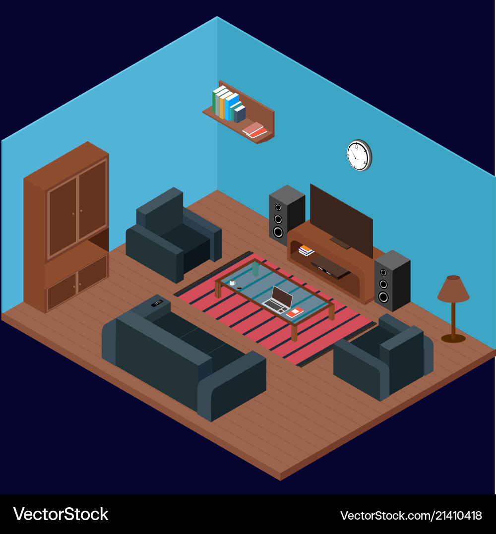Modern isometric room Royalty Free Vector Image