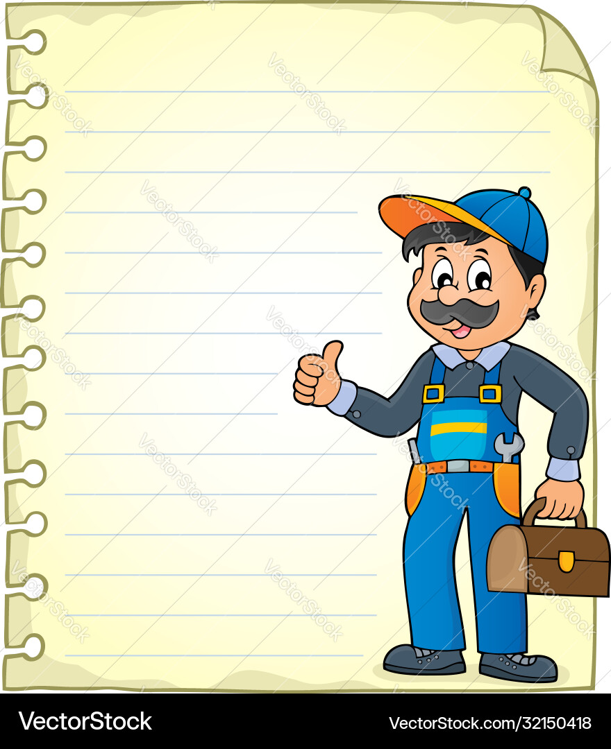 Notepad page with plumber Royalty Free Vector Image