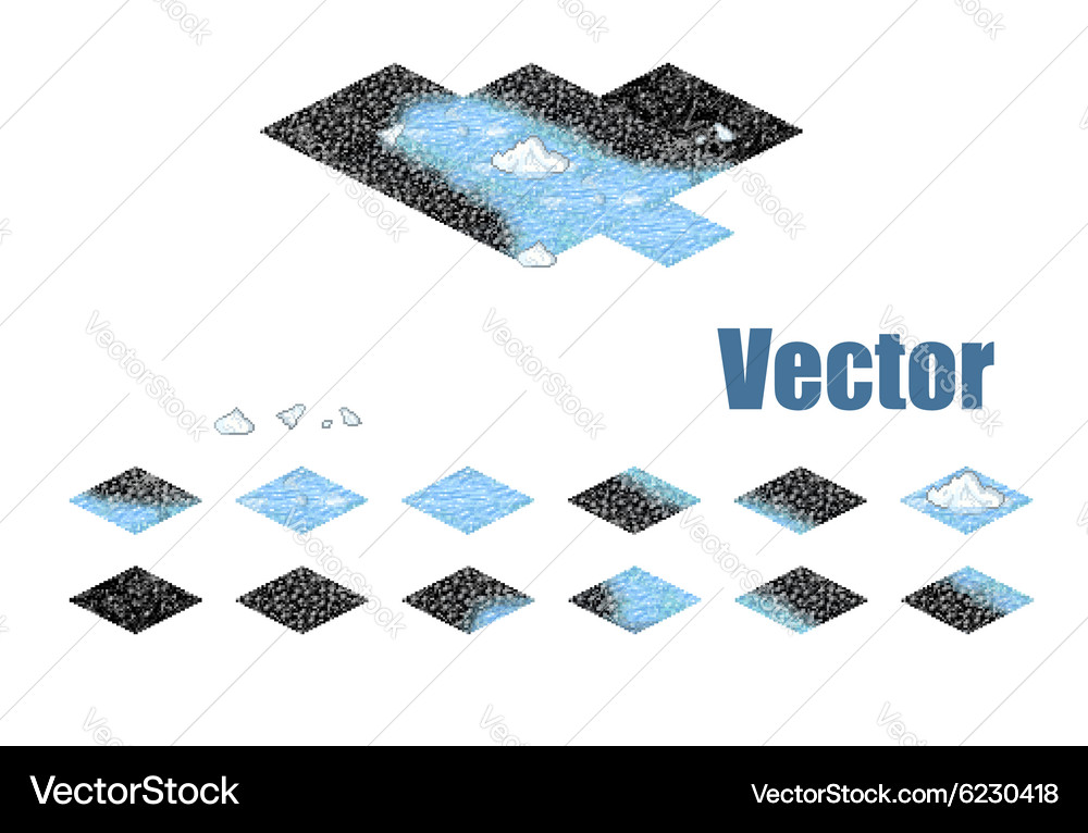 Pixel art sprite tiles for game background Vector Image