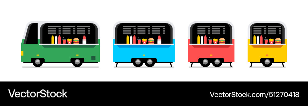Set of food trucks Royalty Free Vector Image - VectorStock
