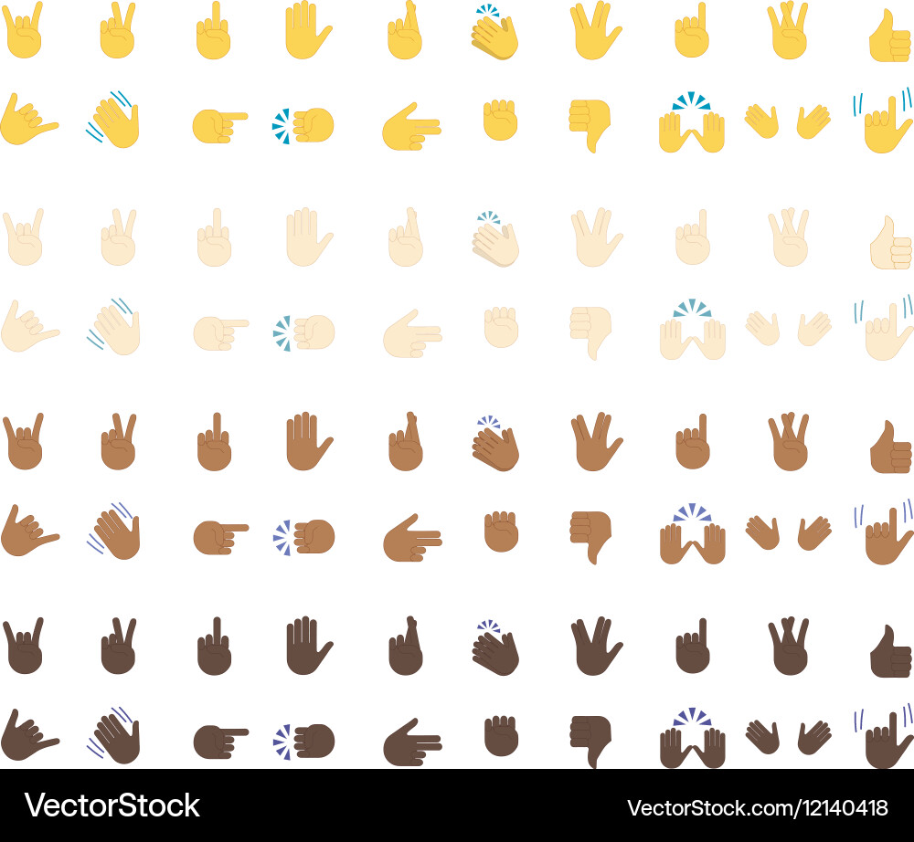 Set von Hand Emoticon Lizenzfreies Vektorbild