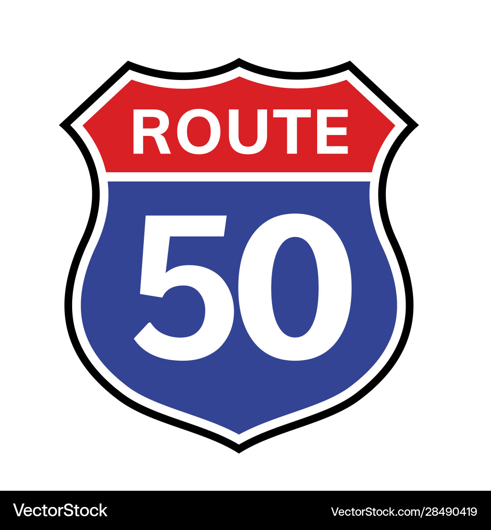 50 route sign icon road highway Royalty Free Vector Image