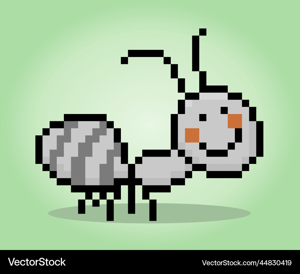 8 bit pixel ant character animals for game assets Vector Image