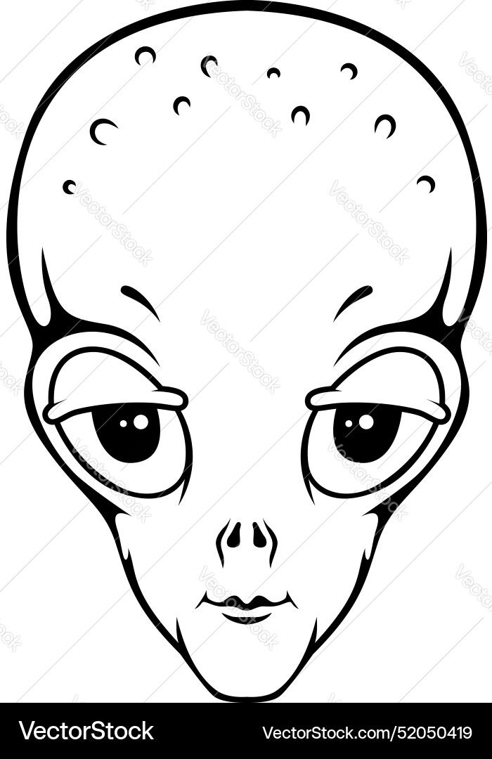 Alien head in engraving style design element Vector Image