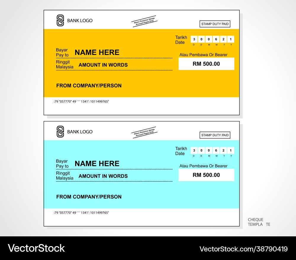 Bank Cheque Template Royalty Free Vector Image