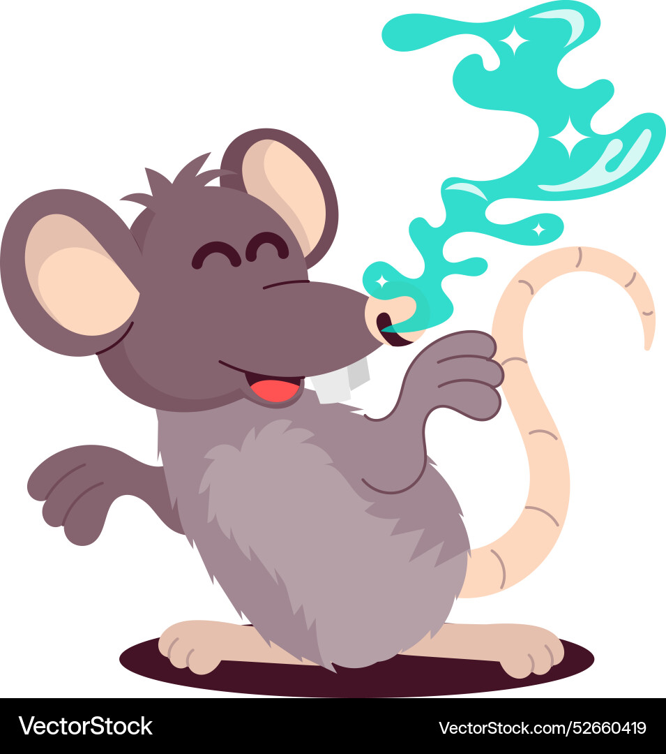 Basic cartoonist style sticker of rat smelling Vector Image