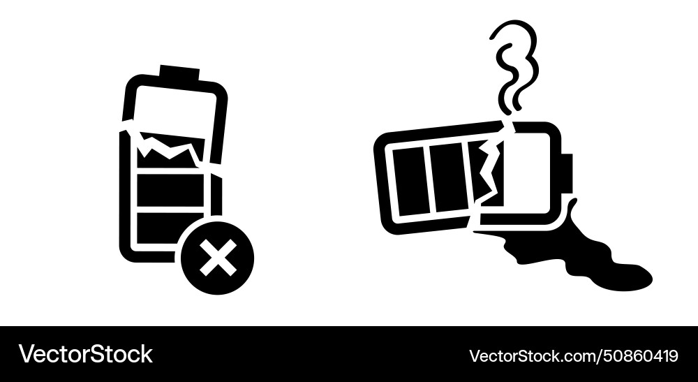 Battery acid leaking batteries leak Royalty Free Vector