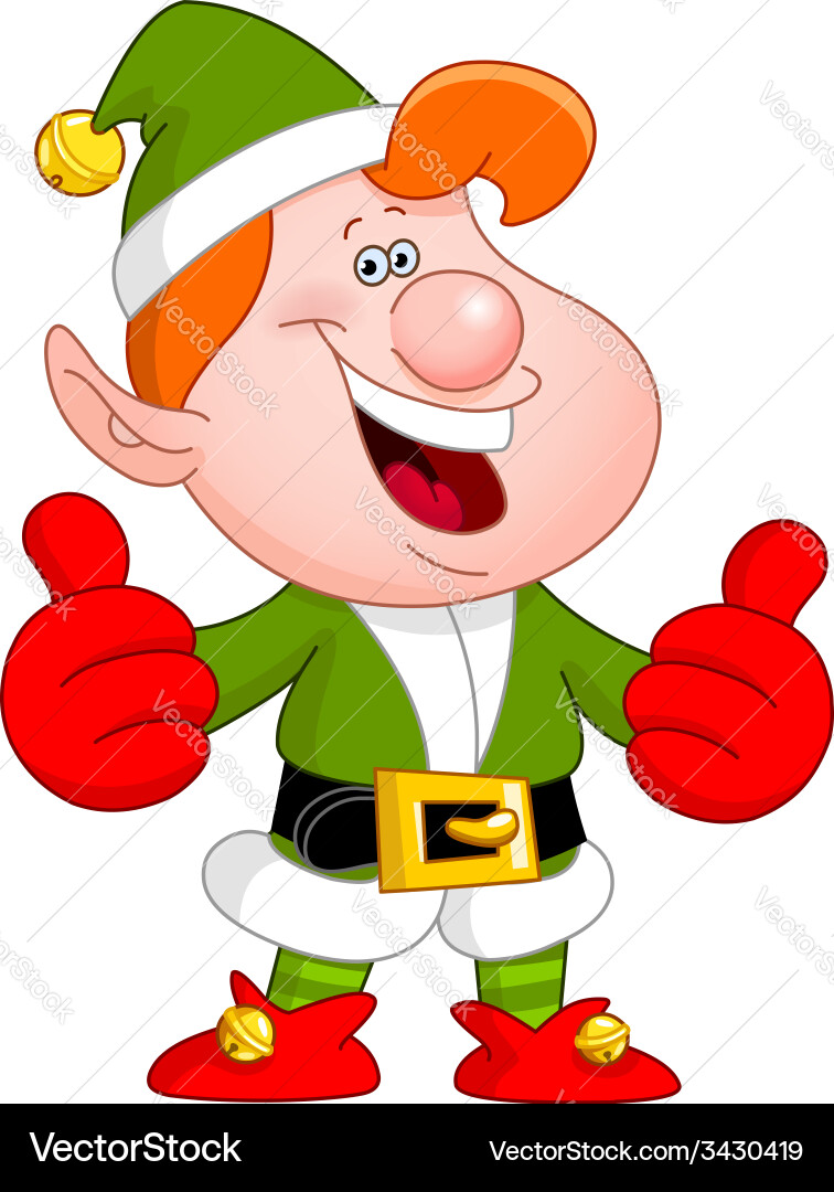 Cheerful Elf Giving Thumbs Up Royalty Free Vector Image