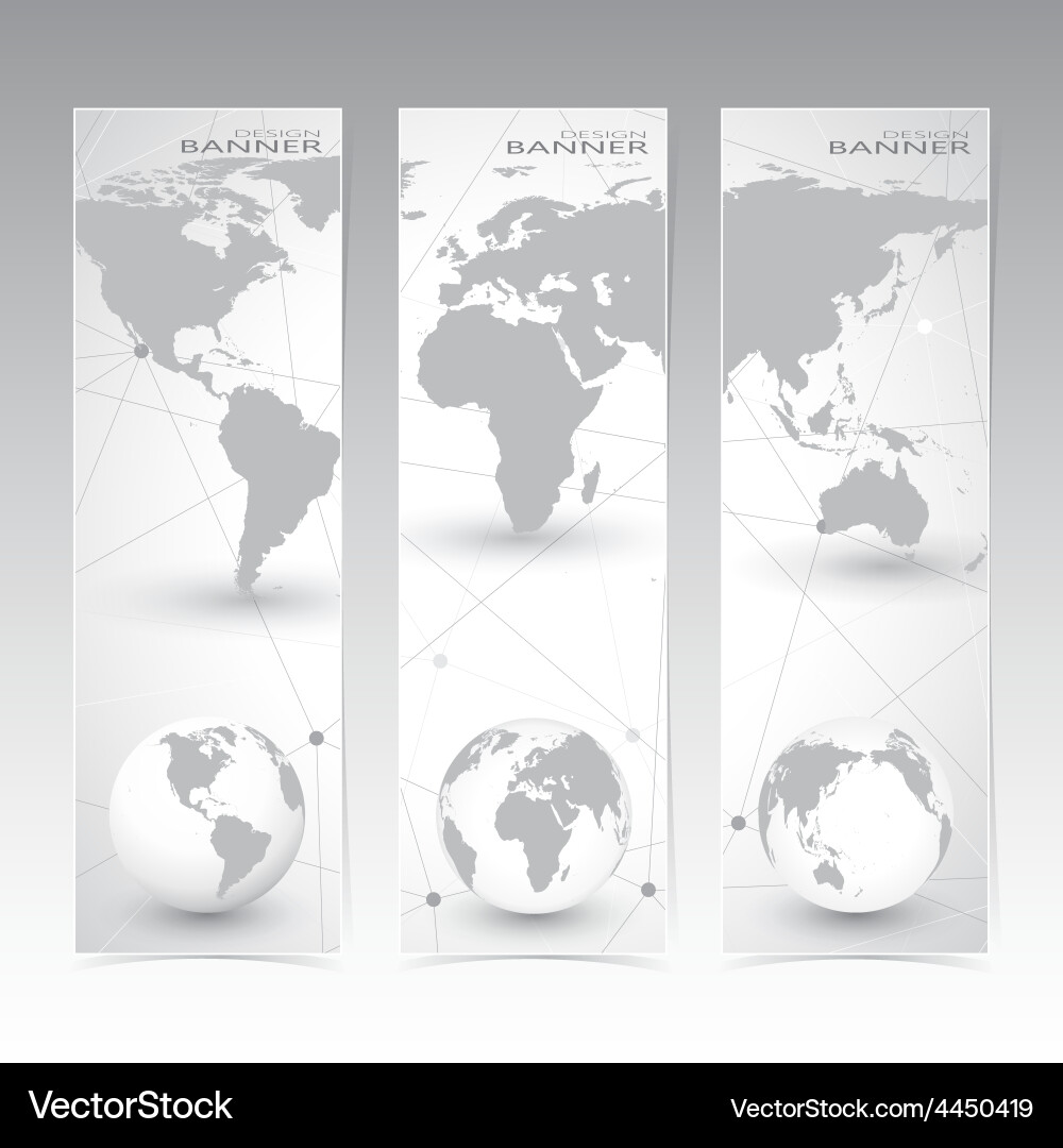 Collection vertical banner design world map Vector Image