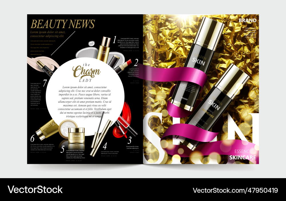 Cosmetic magazine template Royalty Free Vector Image