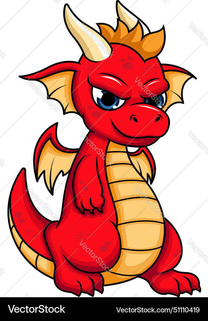 Cute red dragon cartoon clip art Royalty Free Vector Image