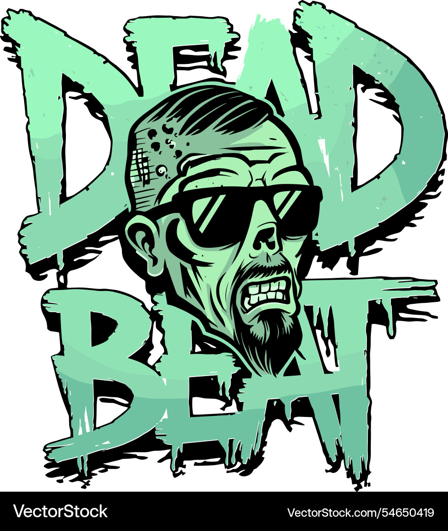 Deadbeat zombie with sunglasses beard design Vector Image