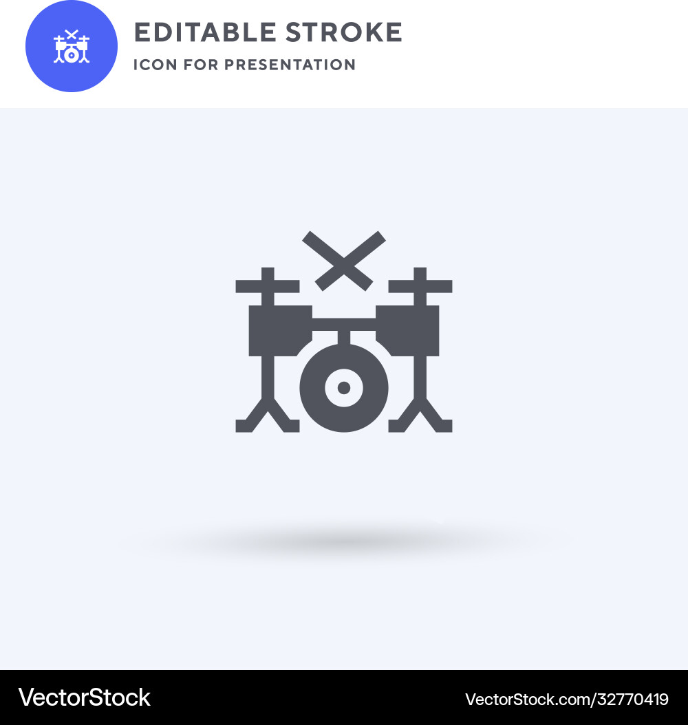 Drum set icon filled flat sign solid Royalty Free Vector