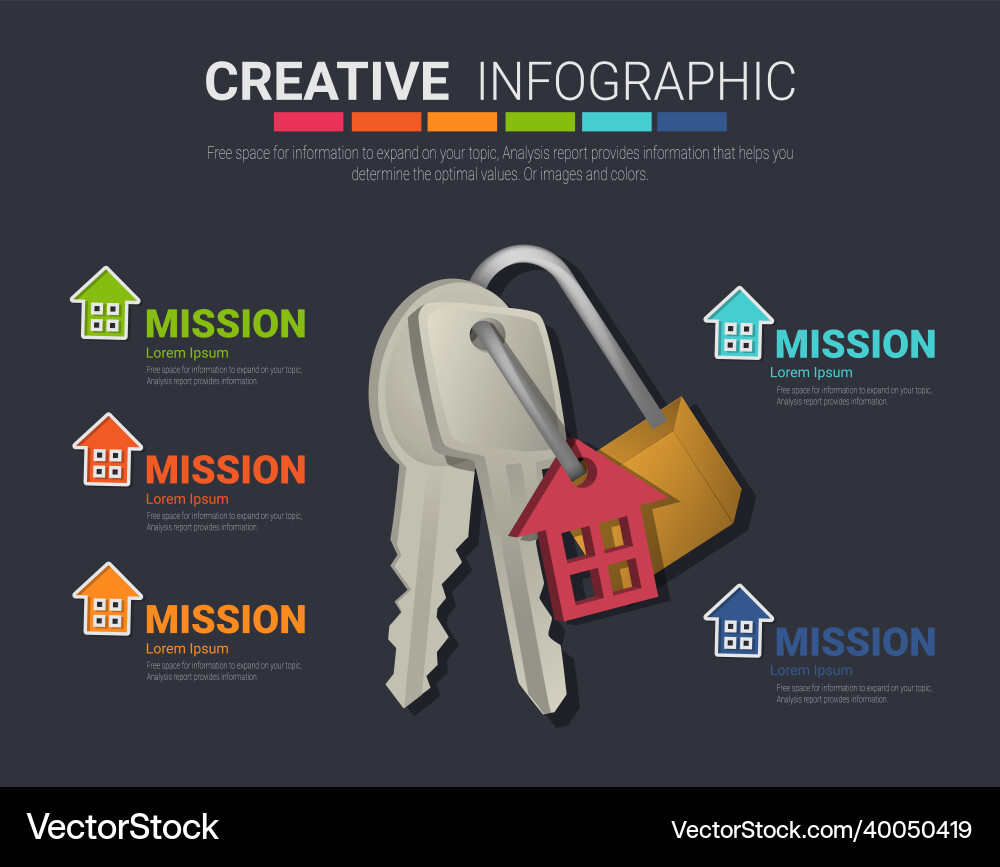 Infographic key and hose design template Vector Image