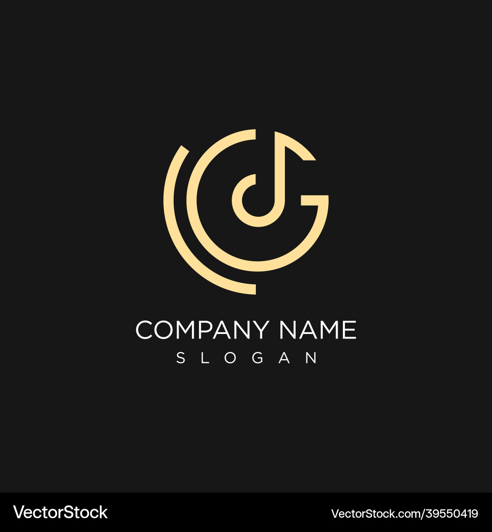 Initial g with music logo Royalty Free Vector Image